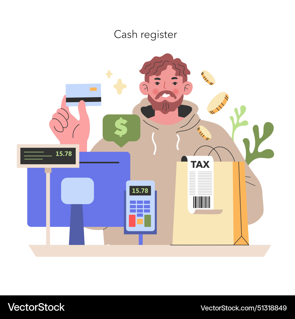Small business transaction a customer at a cash Vector Image
