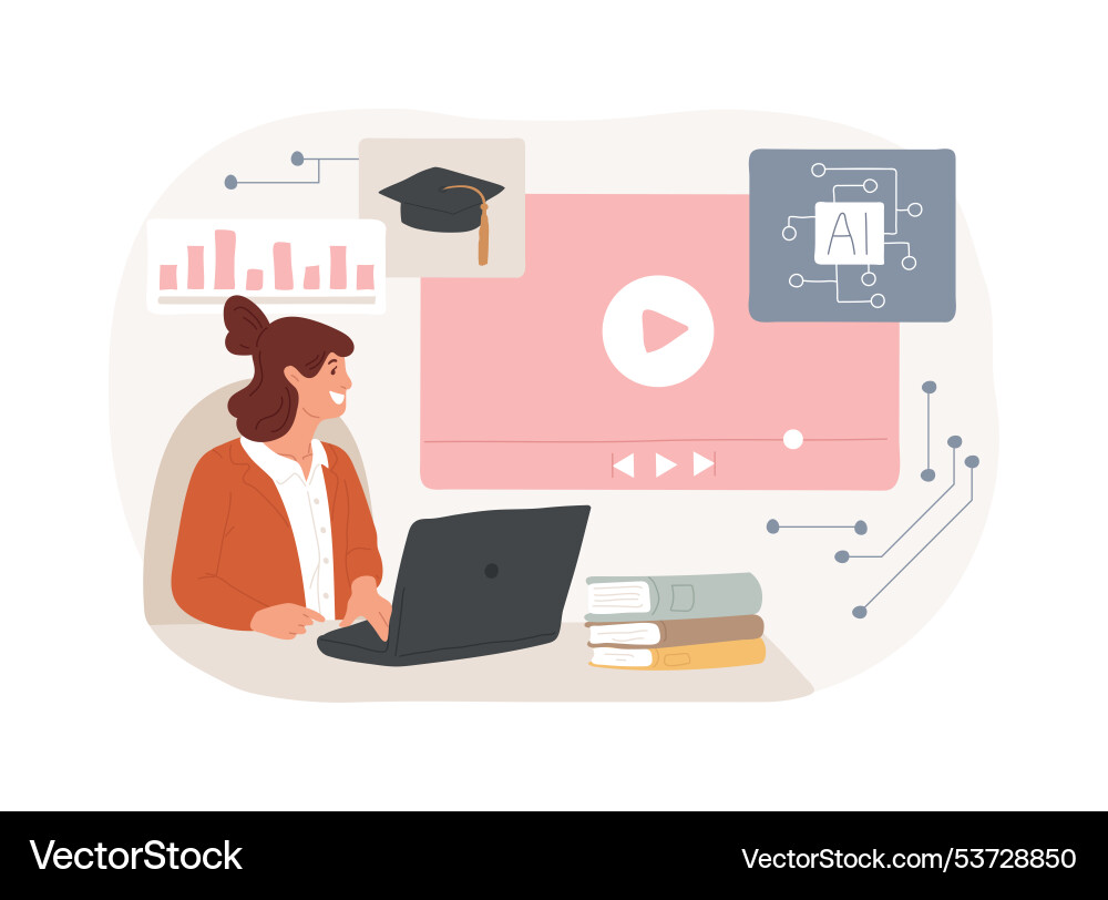 Ai-supported employee training abstract concept Vector Image
