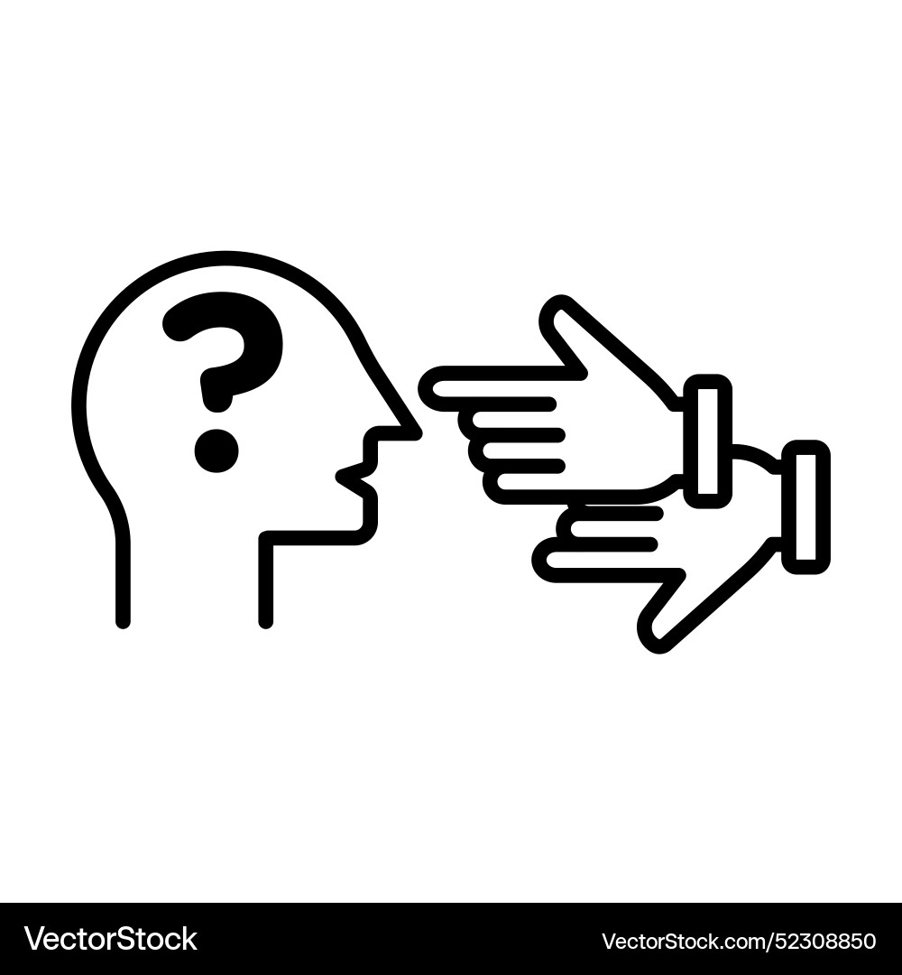 Criticism icon linear logo mark in black and white