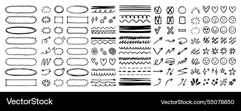 Doodle Scribble Elements - Emphasis & Lines Vector Image