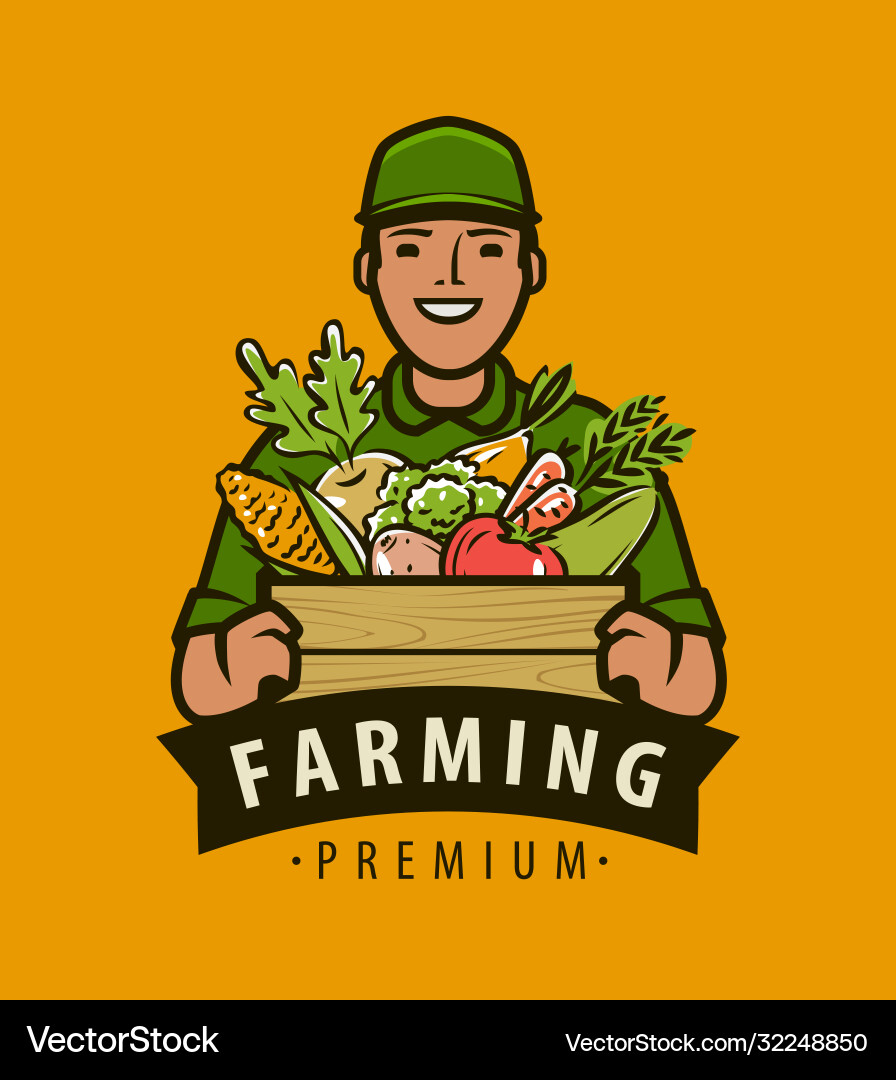 Farmer with box fresh vegetables agriculture Vector Image