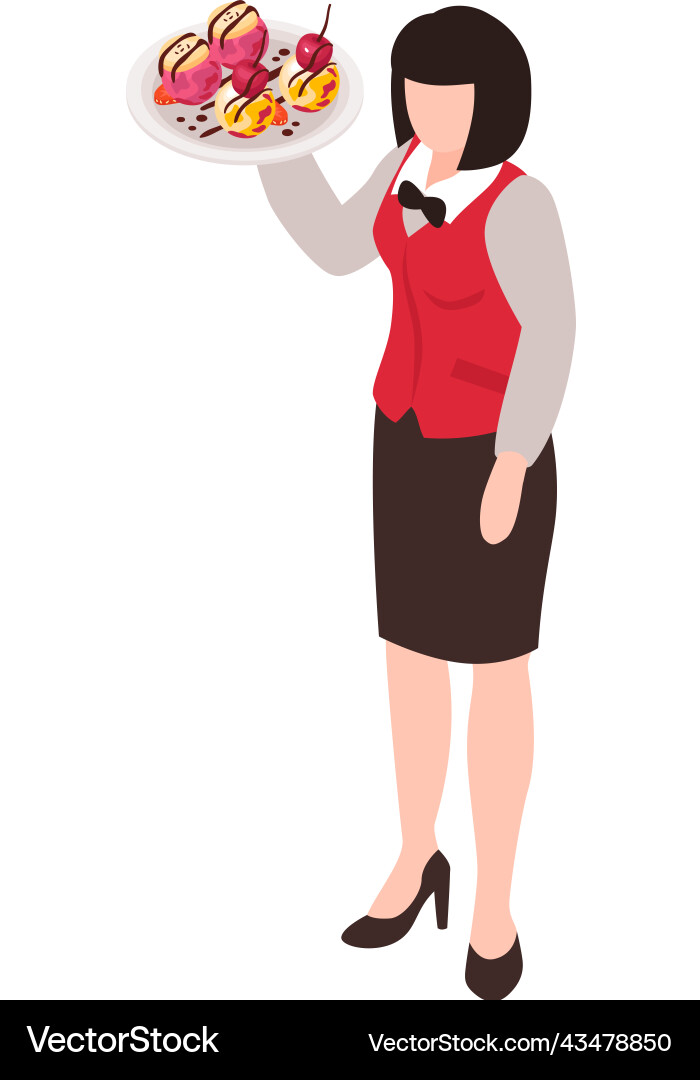 Female restaurant waiter composition Royalty Free Vector