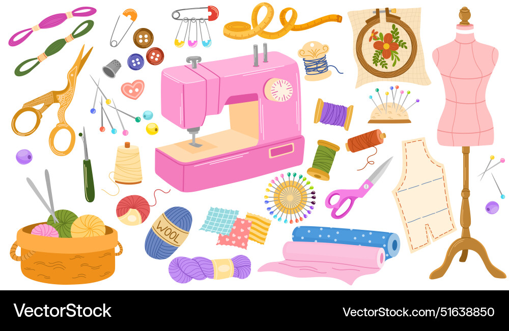 Sewing & Embroidery Tools Royalty Free Vector Image
