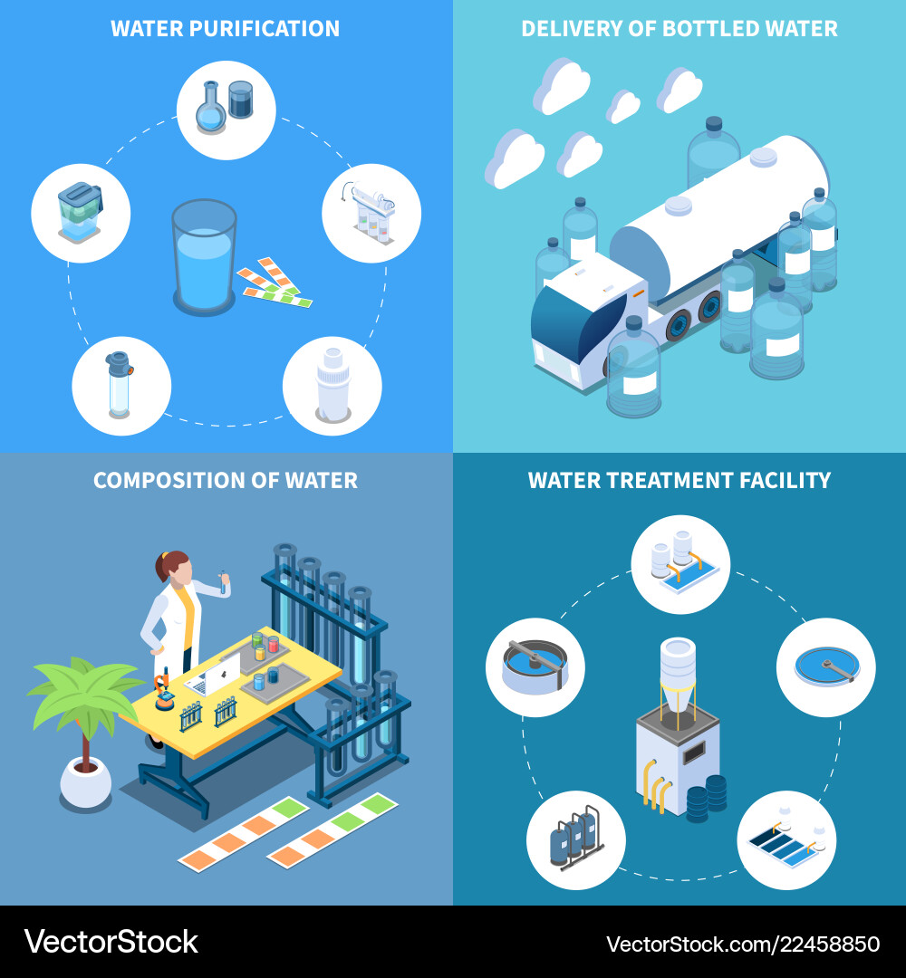 Water purification isometric design concept Vector Image