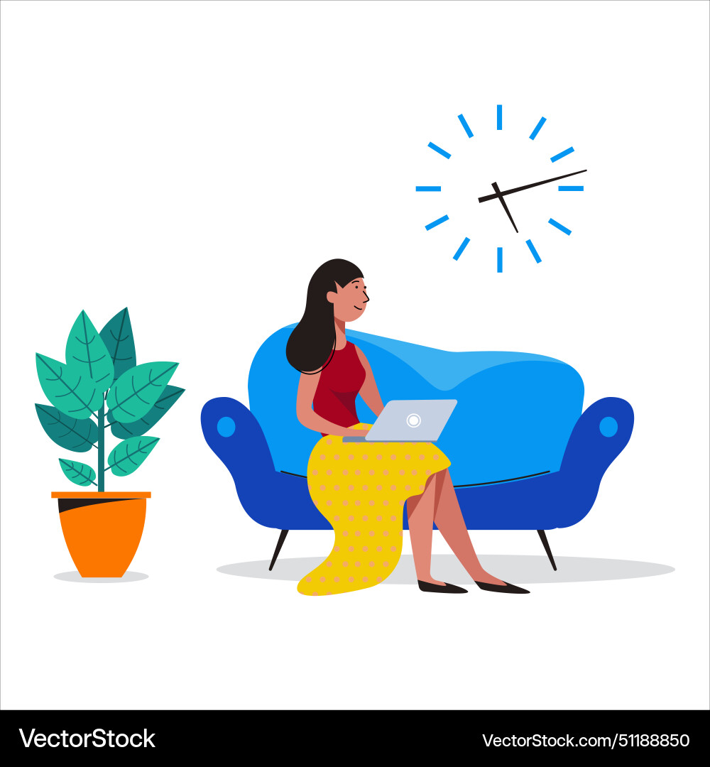 Woman sit and working in friendly open space Vector Image