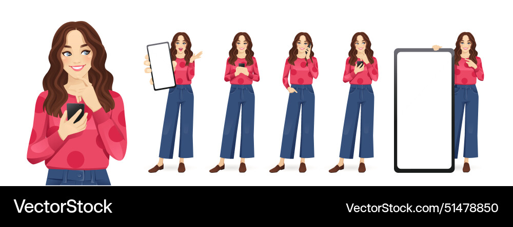 Young woman with phone Royalty Free Vector Image
