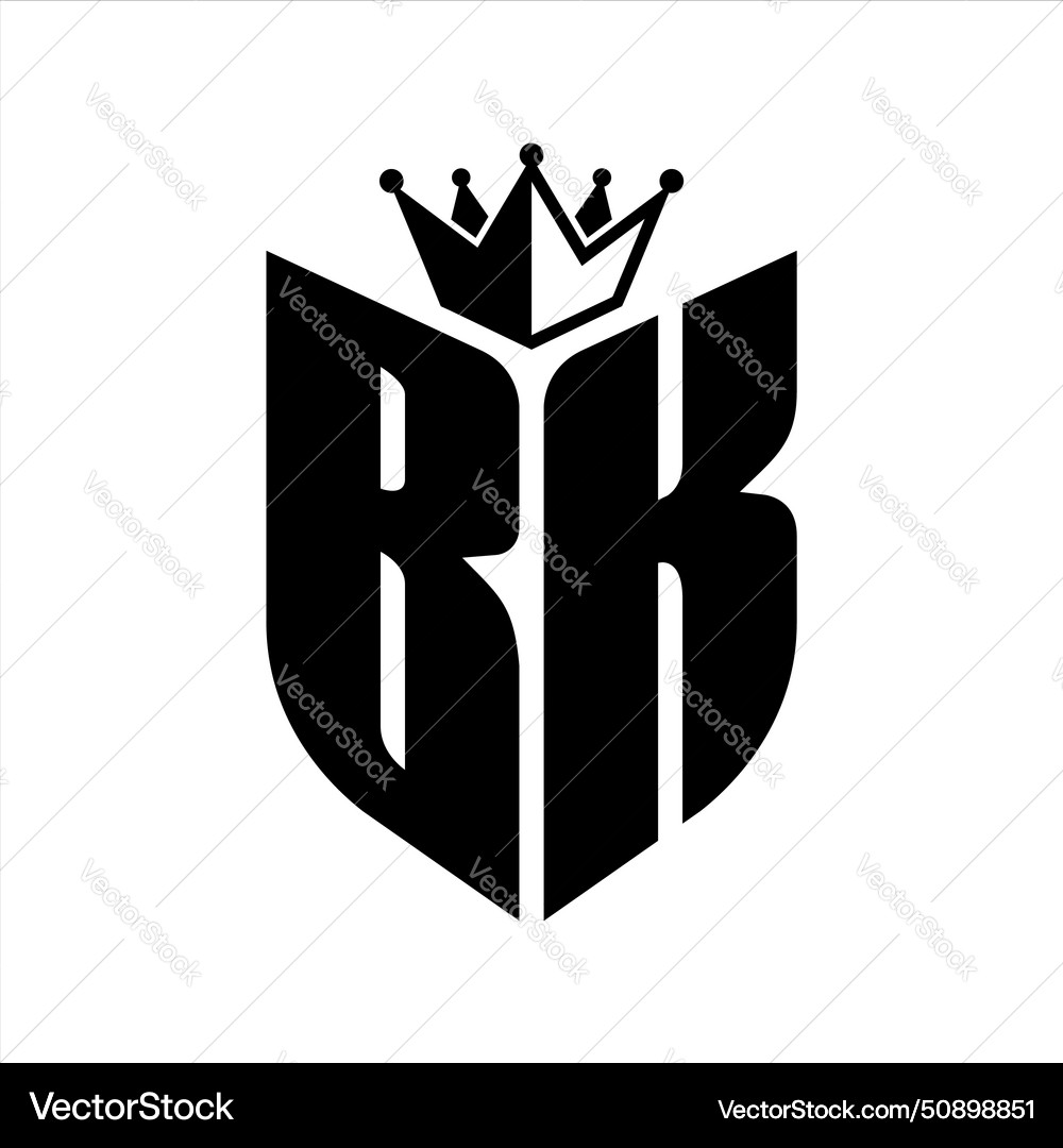 Bk letter monogram with shield shape crown Vector Image