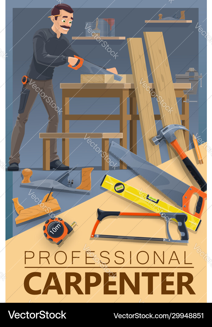 Carpentry woodwork carpenter man profession Vector Image