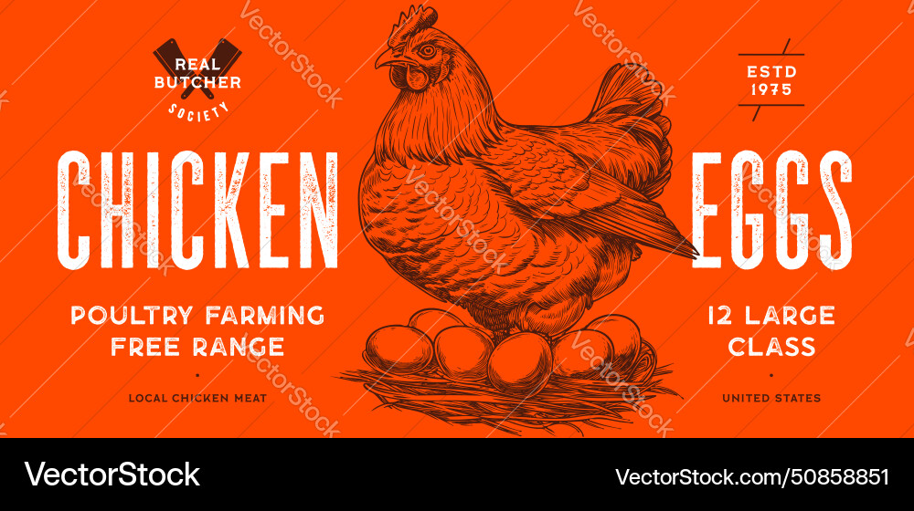 Chicken hen head label tag Royalty Free Vector Image