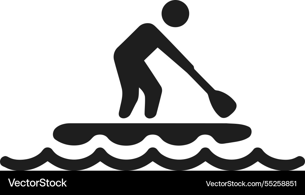 Paddleboarding water sport icon Royalty Free Vector Image