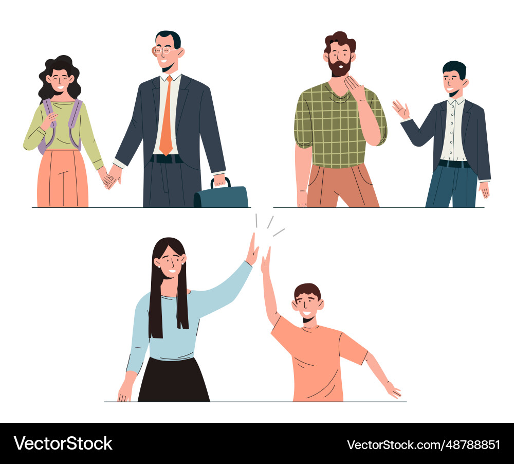 Parent child relationships set Royalty Free Vector Image