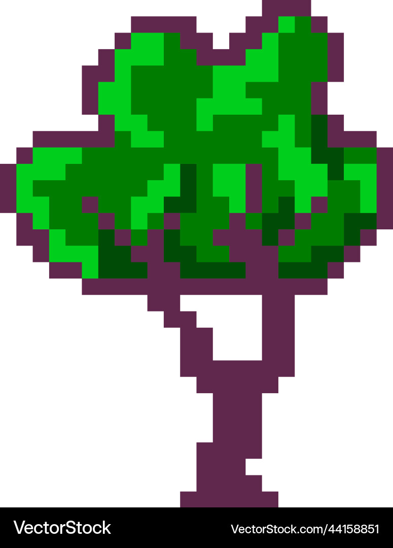 Pixelated tree with foliage and branches 8 bit Vector Image