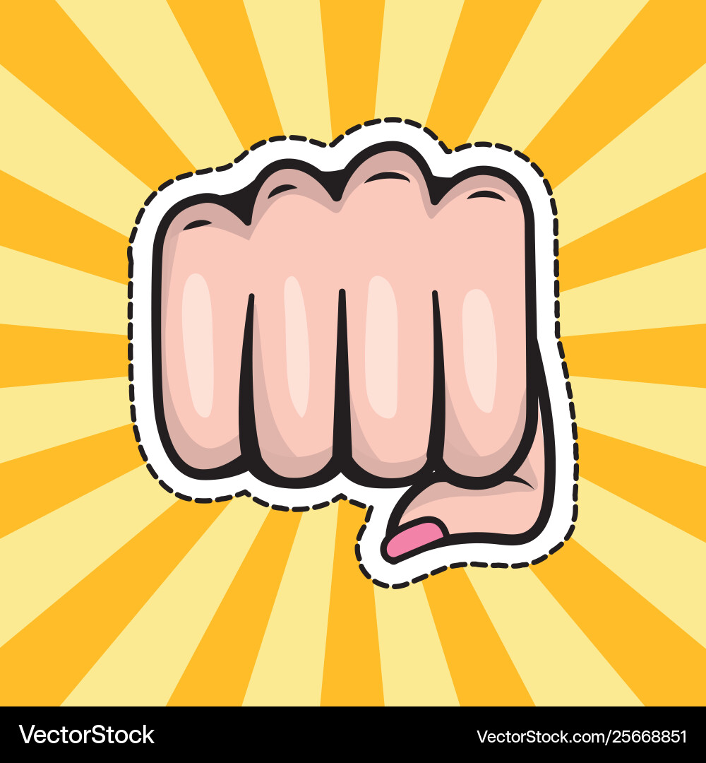Pop Kunst Hand Punsch Cartoon Lizenzfreies Vektorbild