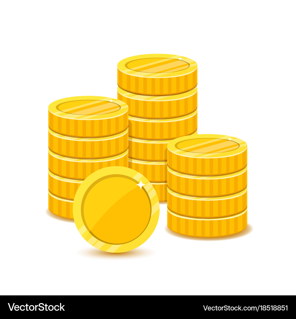 Stack of gold coins in a flat style Royalty Free Vector