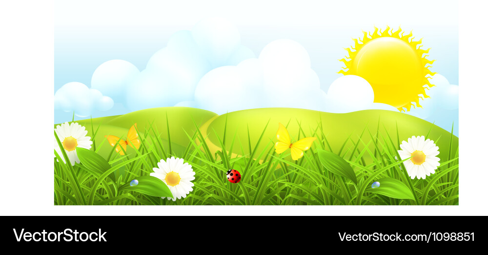 Vibrant Green Field Landscape Royalty Free Vector Image