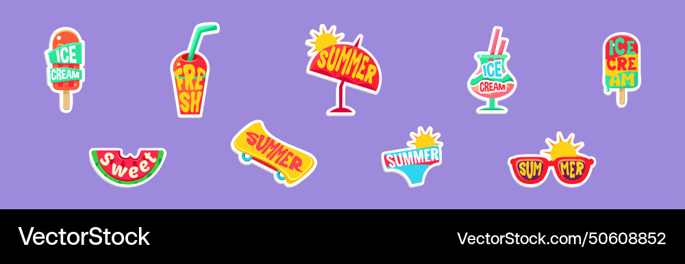 Bright summer sticker with cocktail ice cream Vector Image