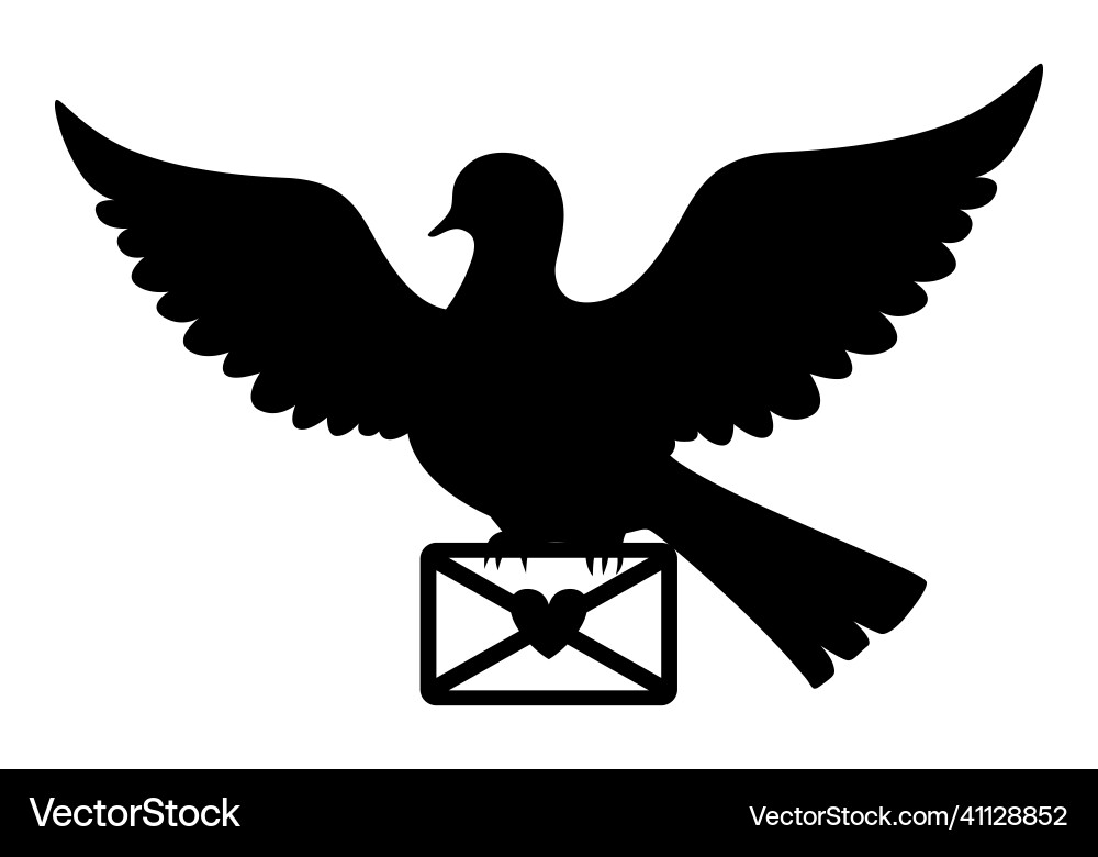 Dove with message silhouette Royalty Free Vector Image