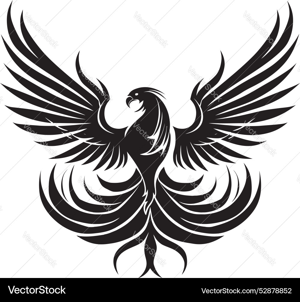 Elegant phoenix silhouette noir phoenix heraldry Vector Image