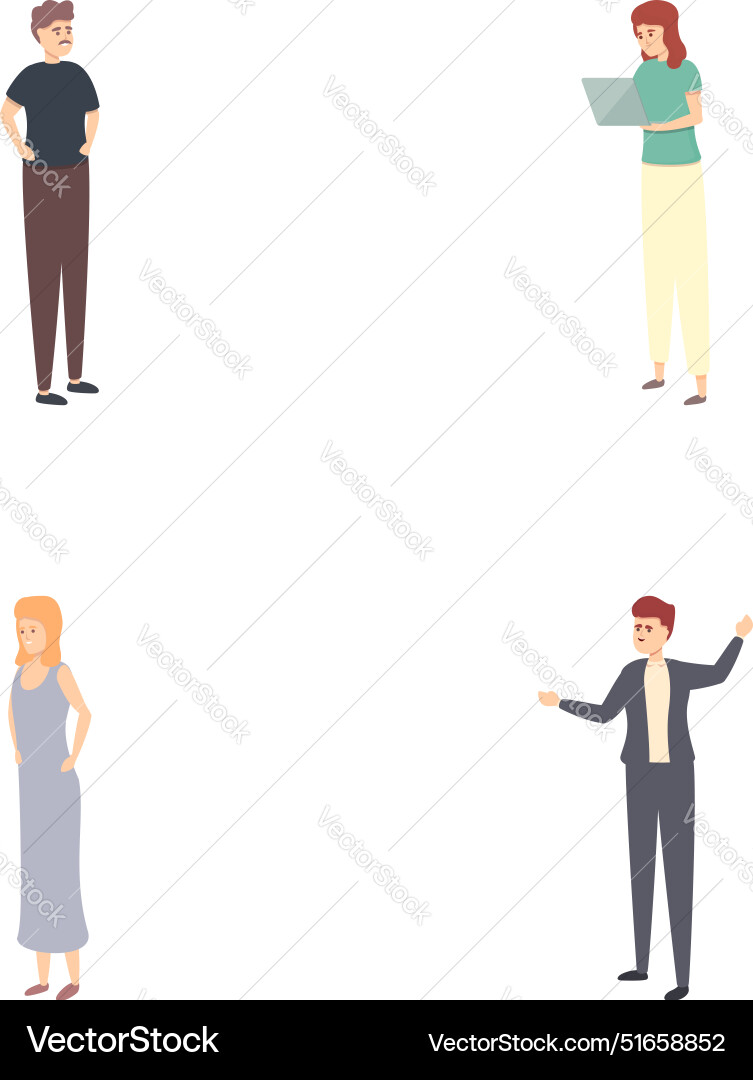 Event organizer icons set cartoon people Vector Image