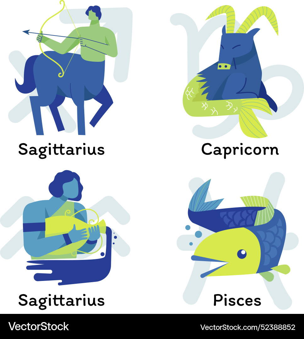 Flat design zodiac signs set Royalty Free Vector Image