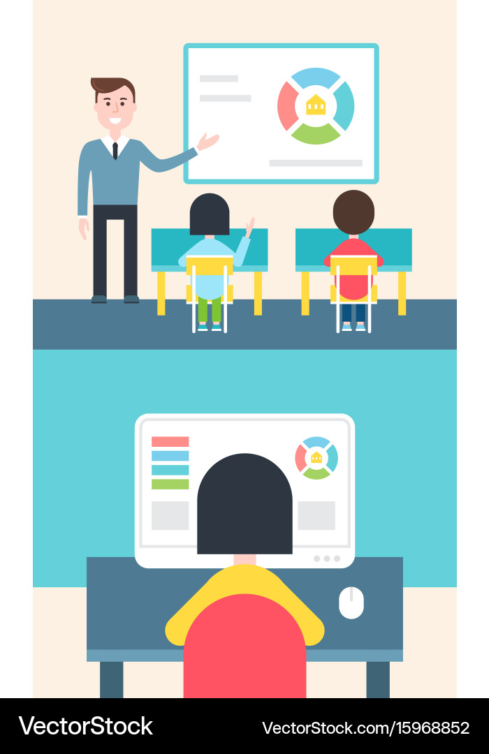 Flipped Classroom & Blended Learning Vector Image