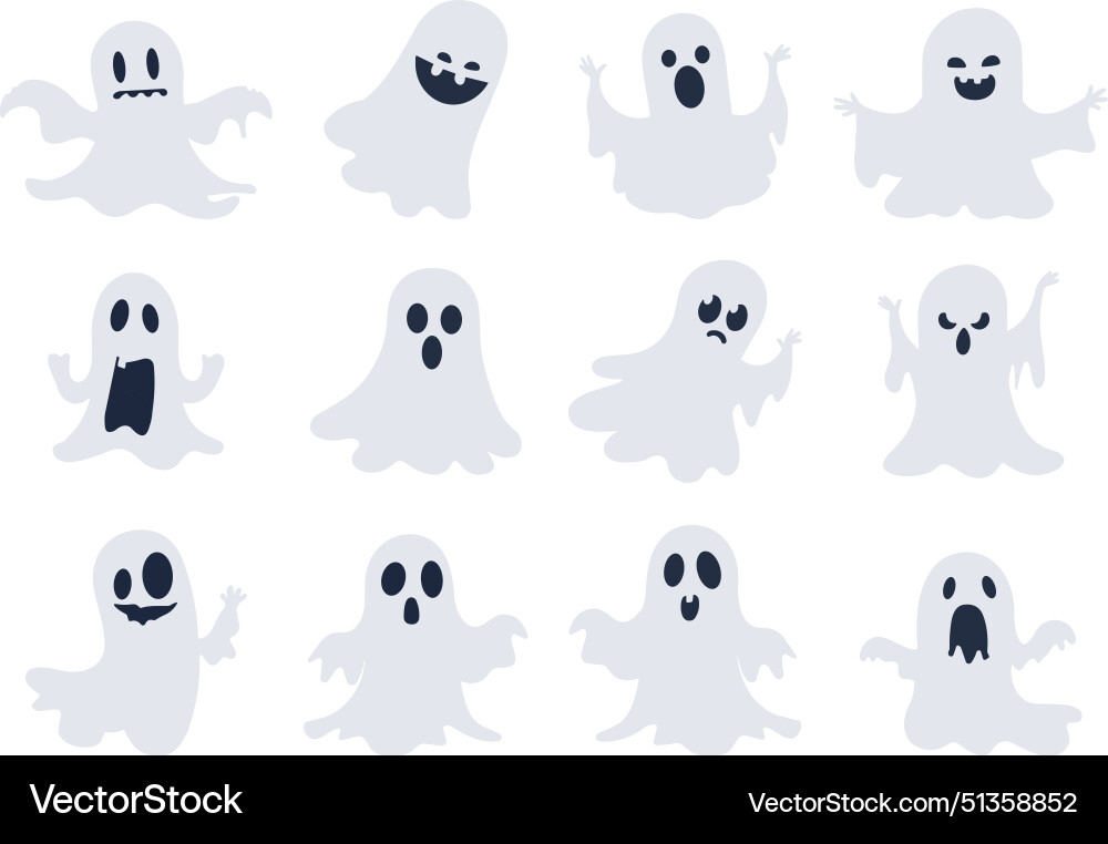 Funny scary halloween ghost spooky cute monsters Vector Image