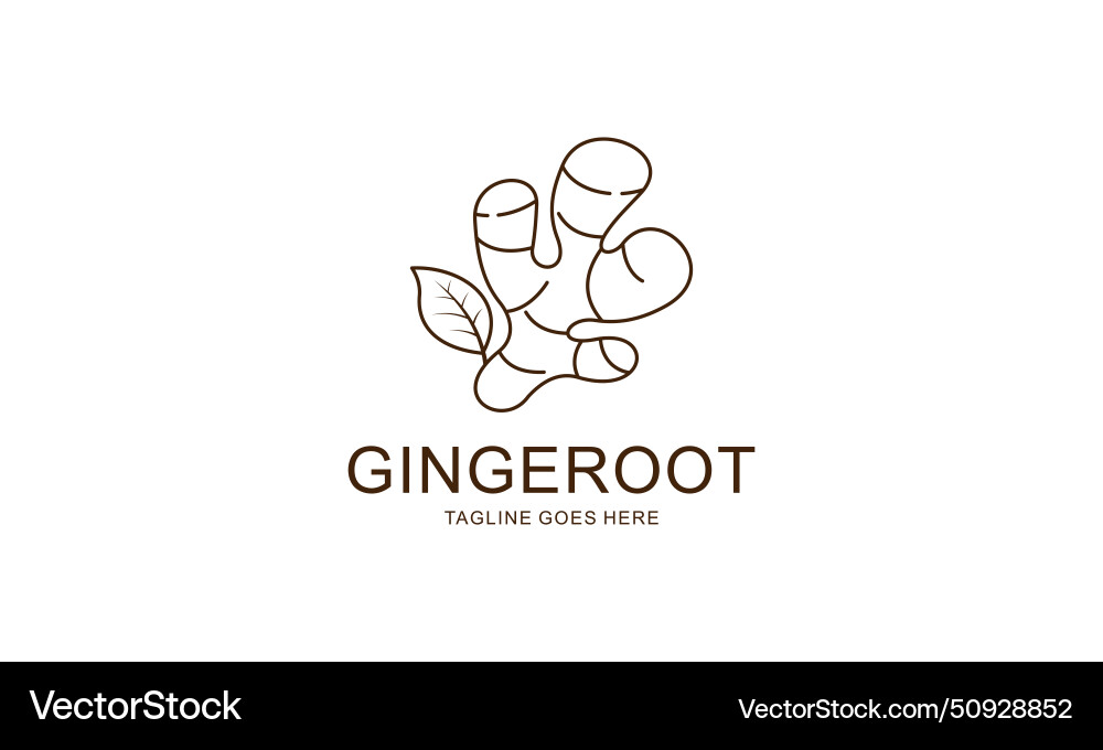 Ginger root logo round linear Royalty Free Vector Image