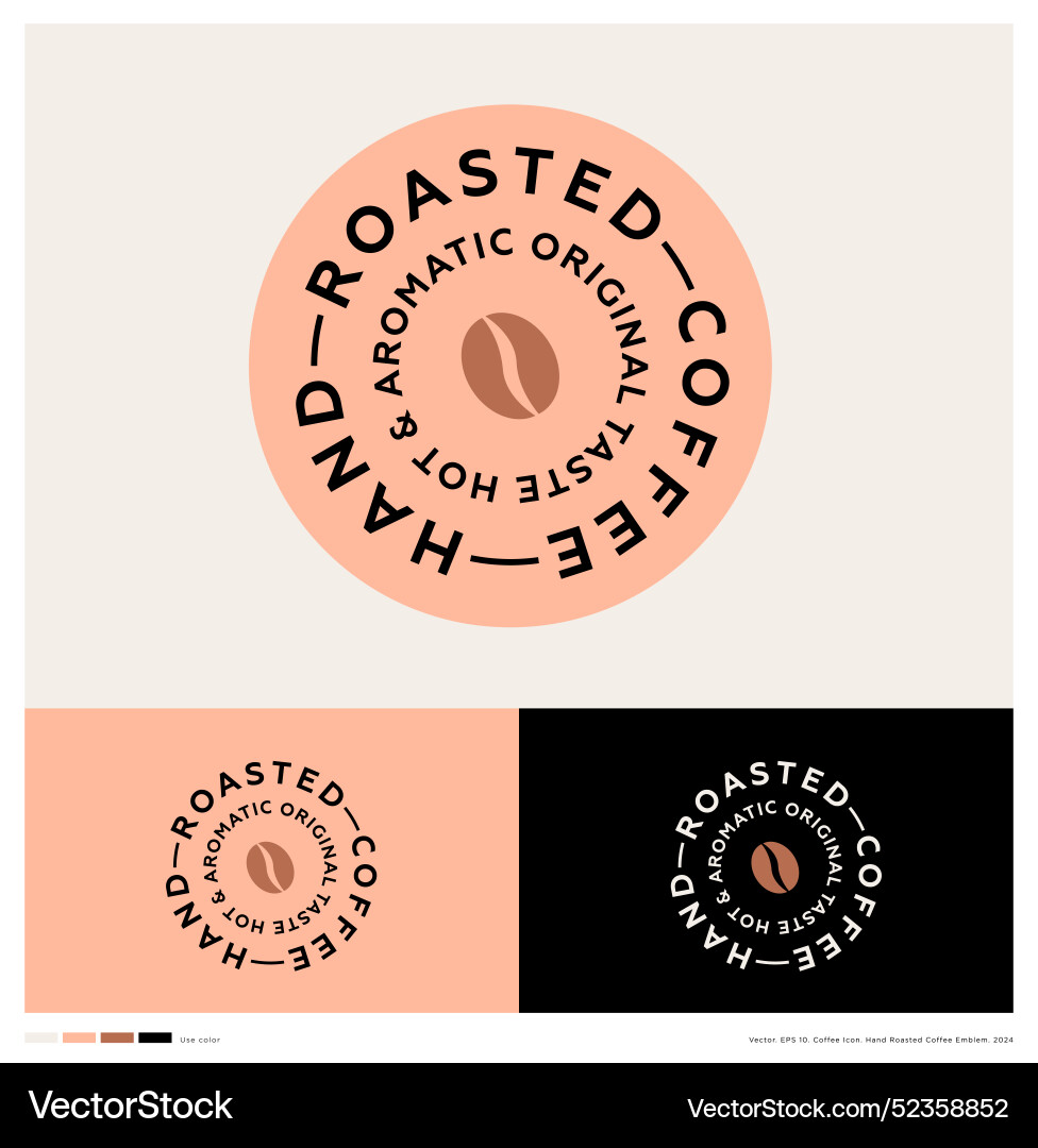 Hand roasted coffee logo circle Royalty Free Vector Image