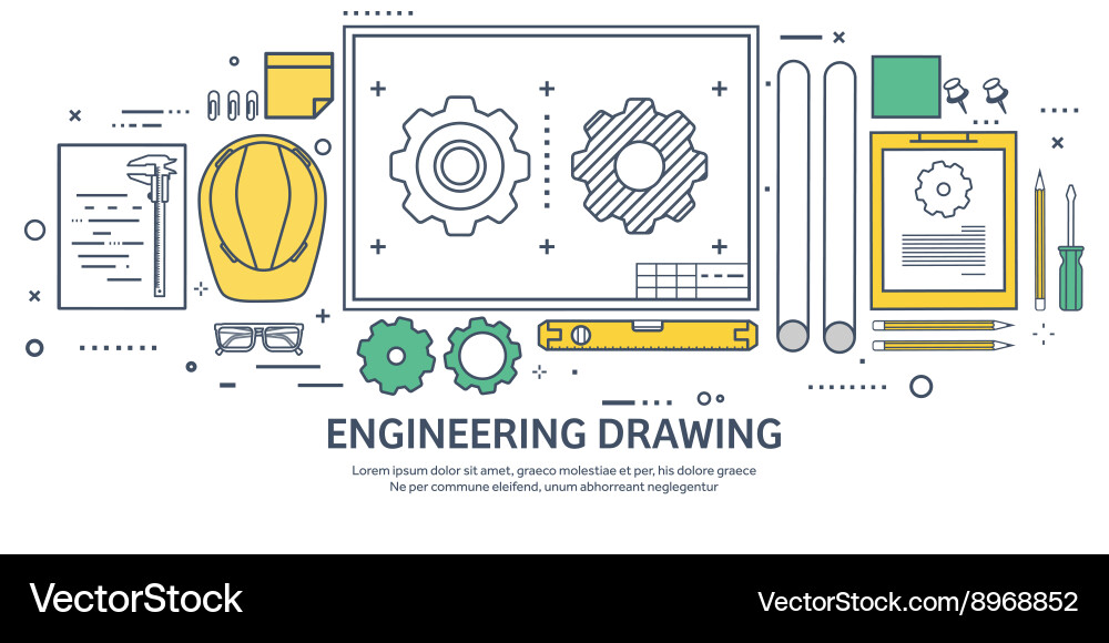 Lined outline engineering Royalty Free Vector Image