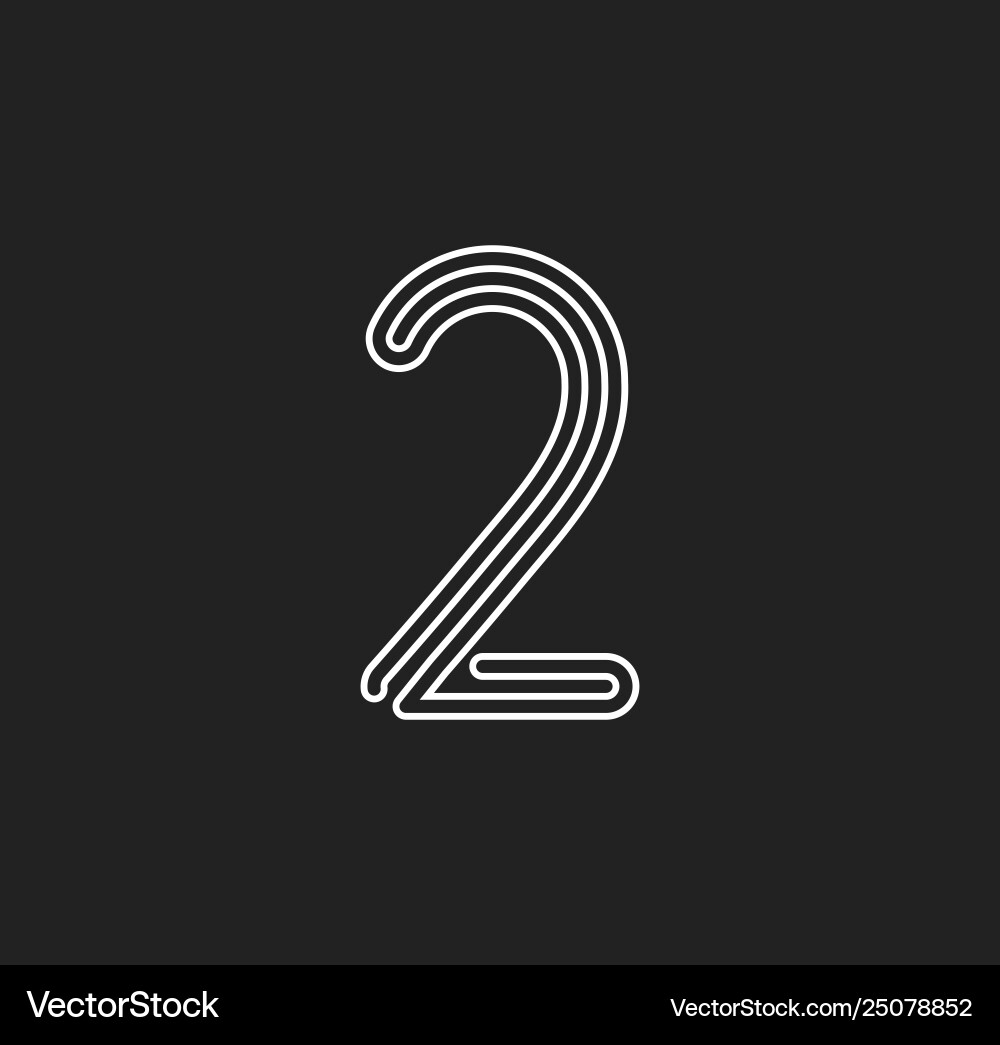 Lines number 2 thread maze style latin Royalty Free Vector