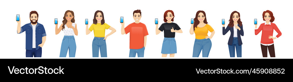 People with phones Royalty Free Vector Image - VectorStock