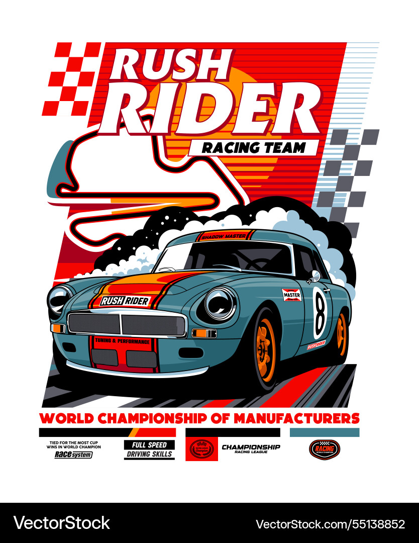 Rush rider world championship of manufacturers Vector Image