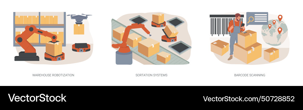 Sorting parcels isolated concept Royalty Free Vector Image
