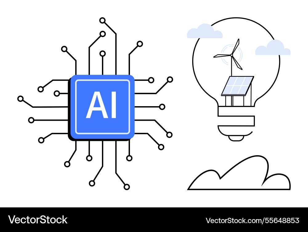 Artificial intelligence chip integrated Royalty Free Vector