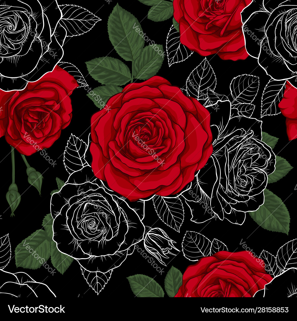 Beautiful vintage seamless pattern with red black Vector Image