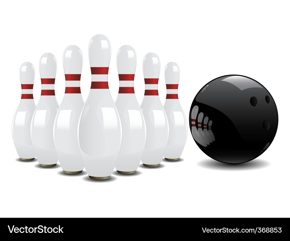 Bowling Ball and Pins Royalty Free Vector Image