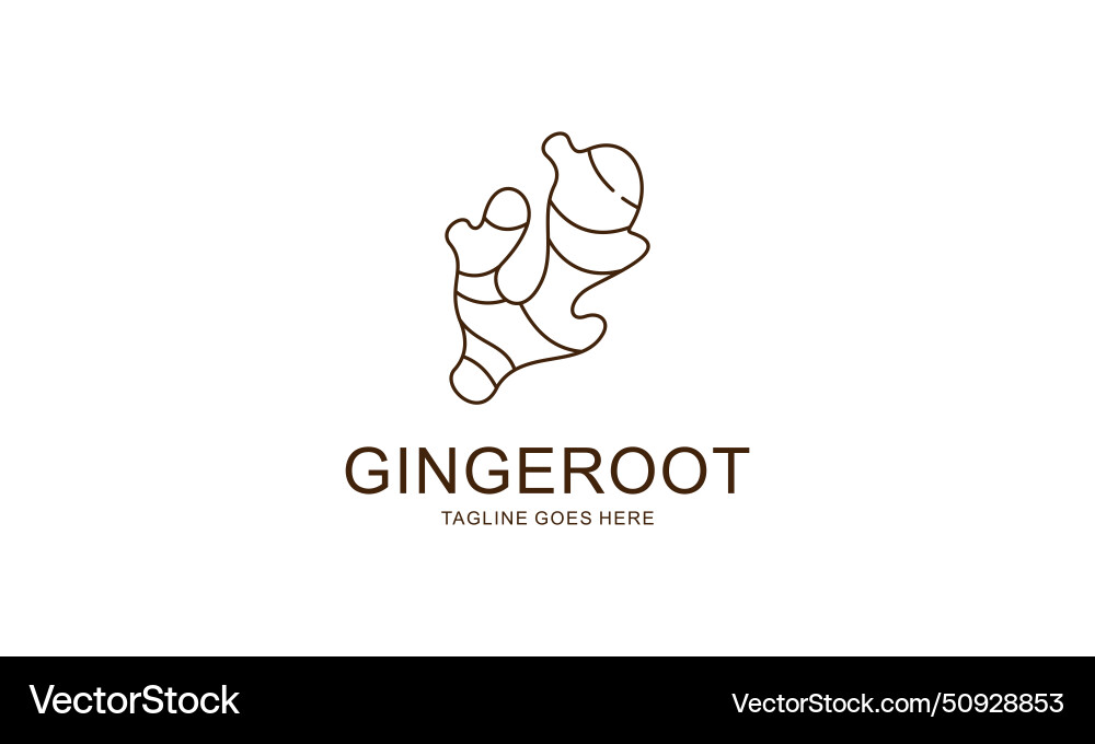 Ginger root logo round linear Royalty Free Vector Image