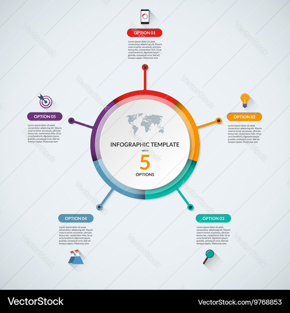 Infographic circle diagram template with 5 options