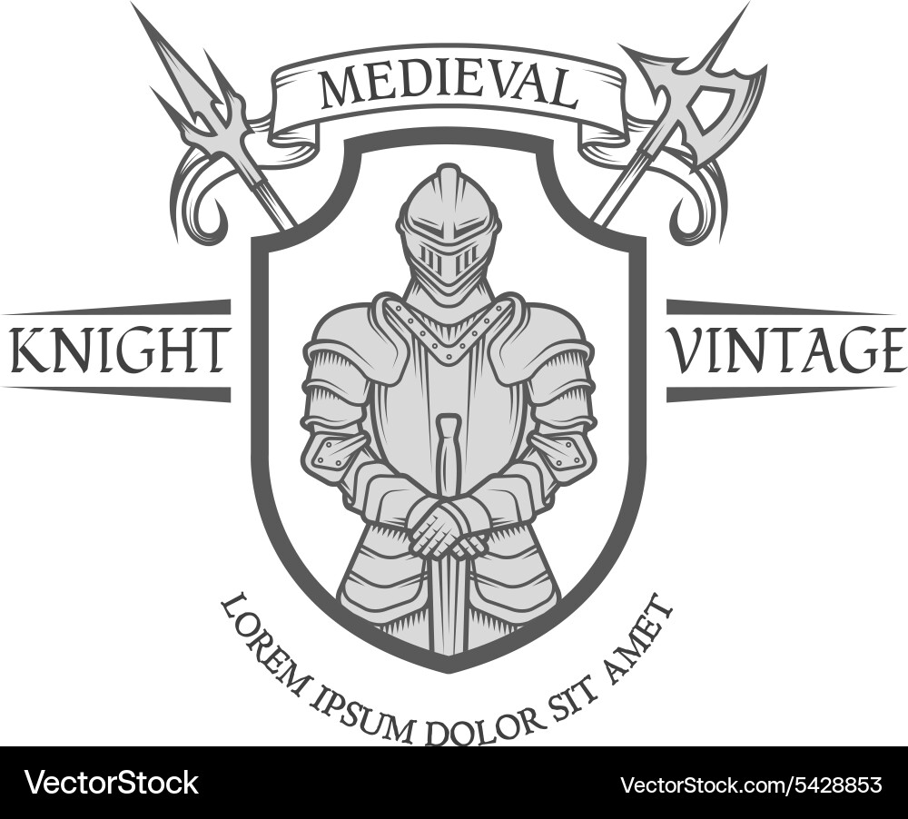 Knight warrior in armor with a sword Royalty Free Vector