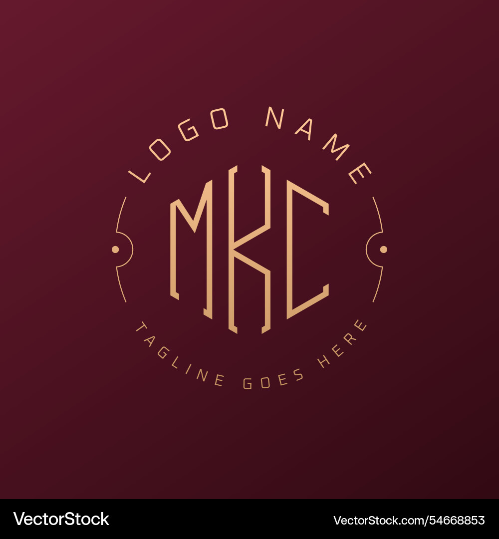 Luxury mkc logo design elegant letter Royalty Free Vector