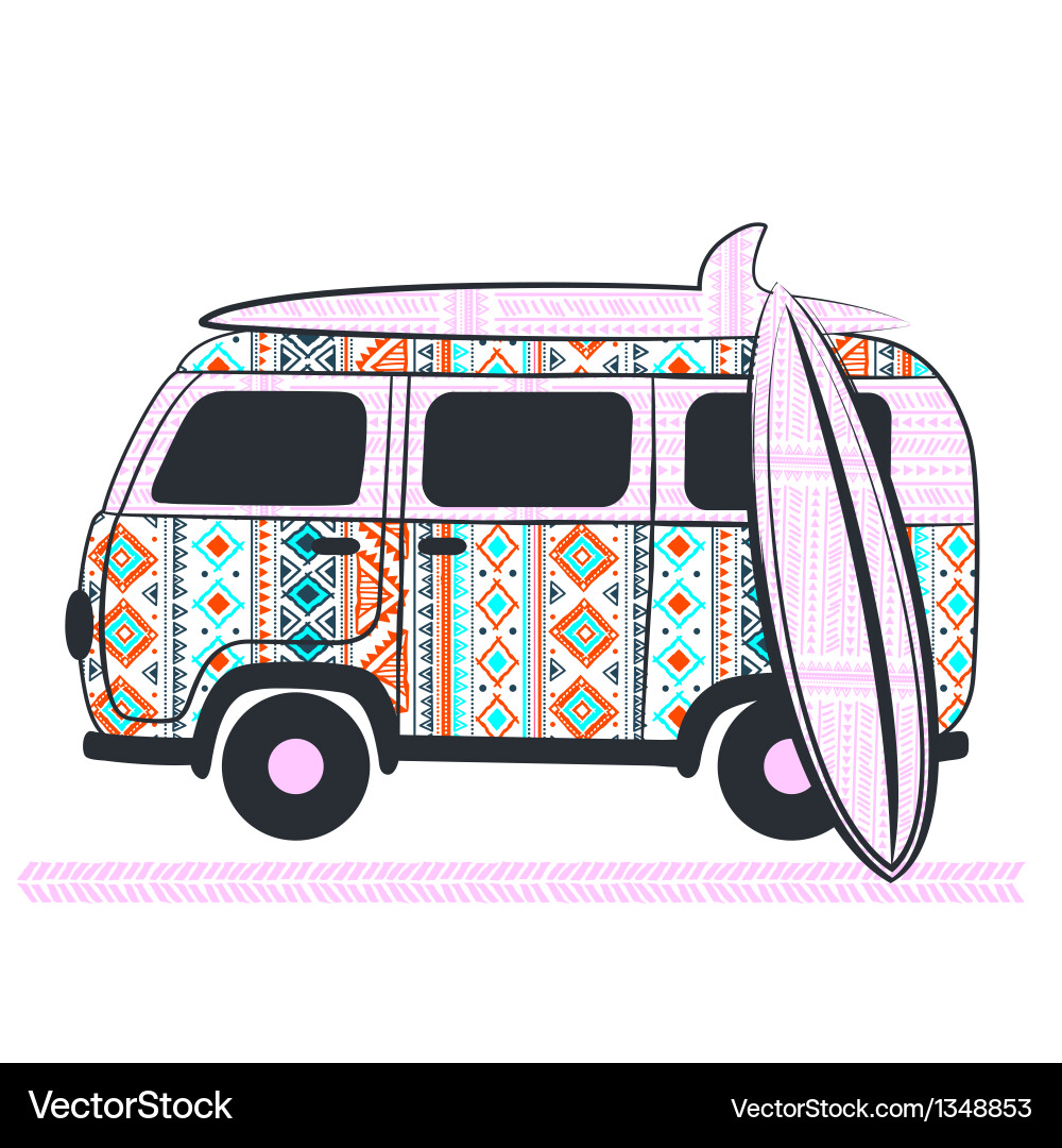 Retro Surf Van Royalty Free Vector Image - VectorStock