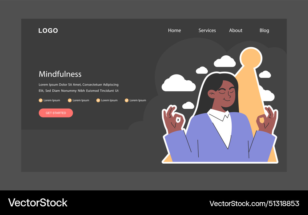 Serene woman practicing mindfulness night or dark Vector Image