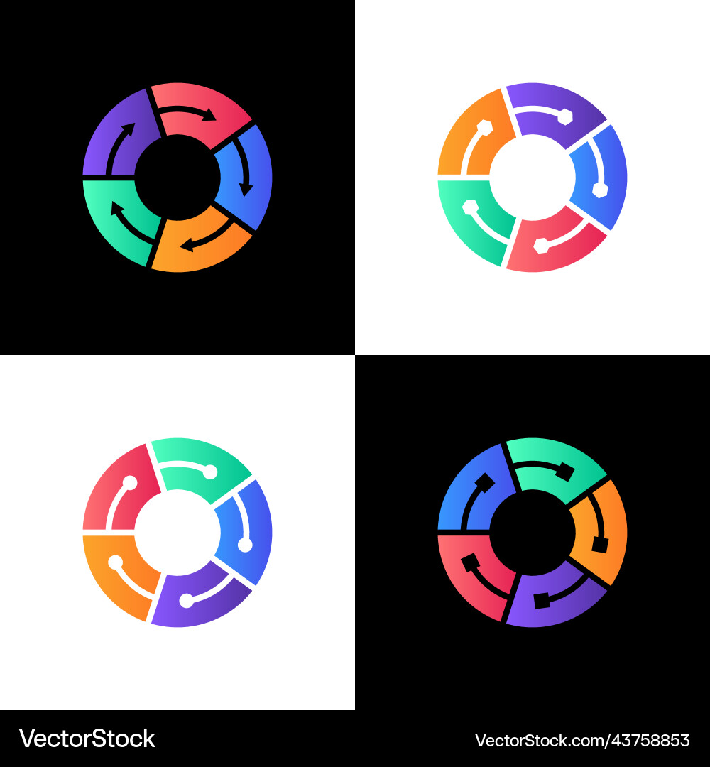 Set of four circle chart infographic templates Vector Image
