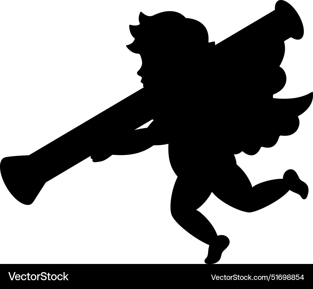 Angel with anti-tank rocket launcher cherub Vector Image