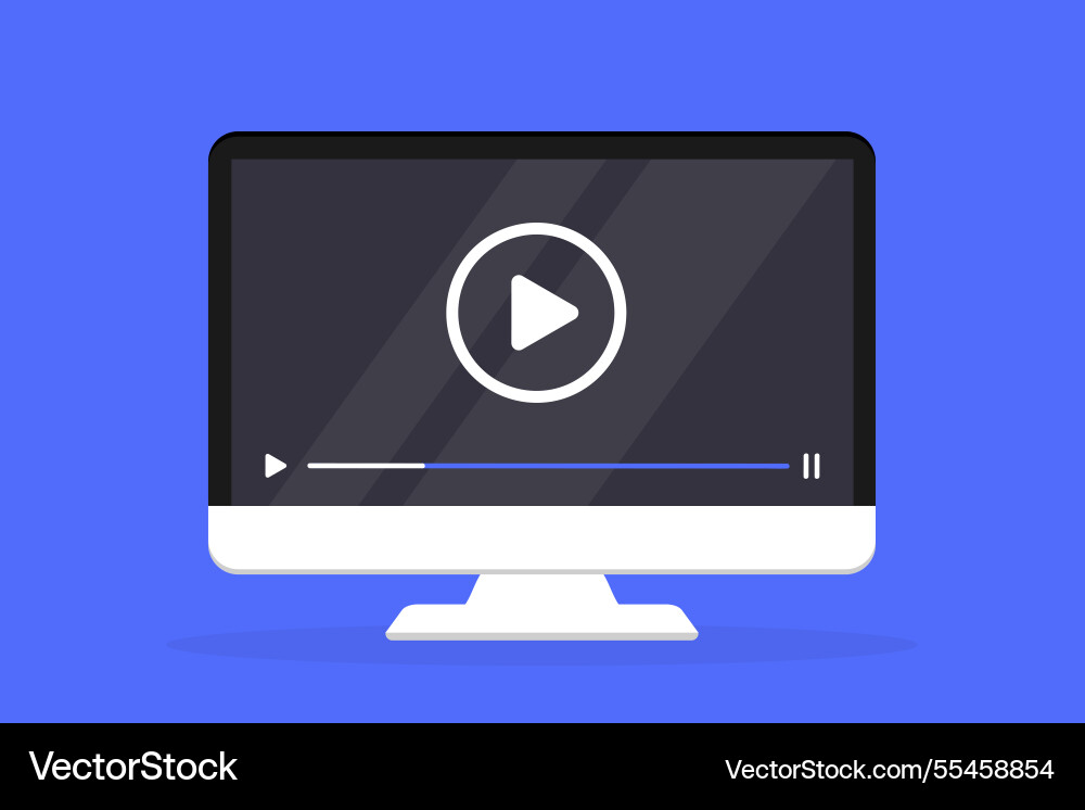Computer screen with video player on screen Vector Image