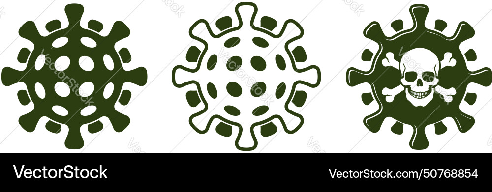 Coronavirus icon with skull and bones Royalty Free Vector