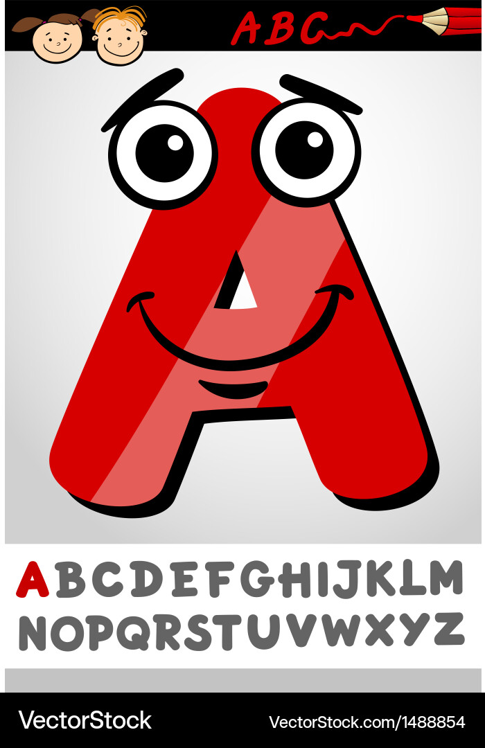 Funny letter a cartoon Royalty Free Vector Image