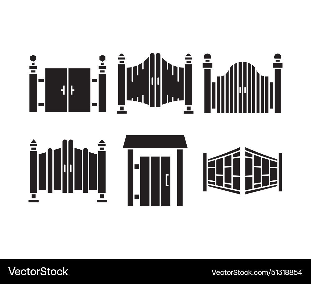 Gate and fence icons Royalty Free Vector Image