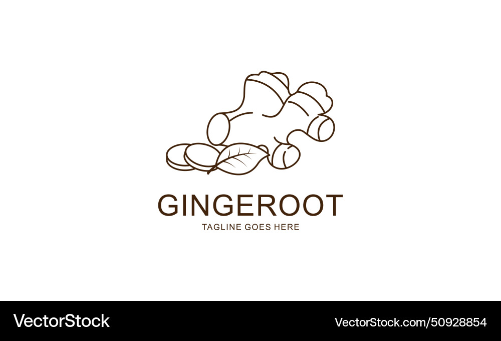 Ginger root logo round linear Royalty Free Vector Image
