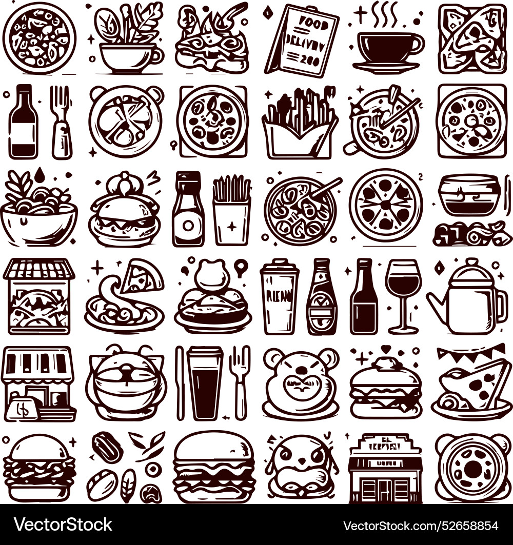 Hand drawn doodle restaurant and food line Vector Image